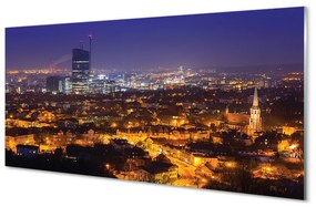 Skleněný panel Gdańsk Město noční panorama