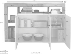 Komoda LENOR kašmír/světlý dub