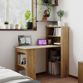 HOMCOM Počítačový stůl, stůl s úložným prostorem, 6 otevřených přihrádek, počítačový stůl do ložnice nebo studia, 120 x 55 x 120 cm, Ořech