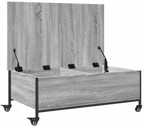 Konferenční stolek na kolečkách šedý sonoma 91x55x34cm kompozit - Default Title