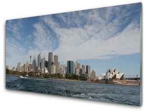 akrylový obraz Město Moře Domy Sydney 125x50 cm