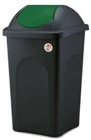 Plastový odpadkový koš Stefanplast MULTIPAT 60 l, černý-zelené víko
