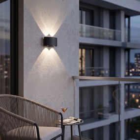 Toolight Toolight, JNH039-4G, venkovní LED nástěnné svítidlo nahoru/dolů, 4 LED, 12 W, 4000 K, IP44, černá matná, OSW-56230