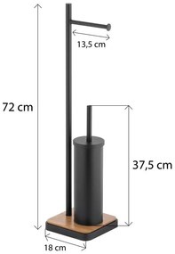 Erga Dyka, držák na toaletní papír a toaletní kartáč 18x18x72 cm, černá matně-hnědá, ERG-YKA-P.DYKA-BLK