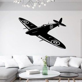 Živá Zeď Samolepka na zeď Stíhačka Supermarine Spitfire Barva: černá