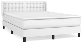 vidaXL Box spring postel s matrací bílá 140x200 cm umělá kůže