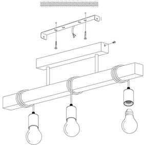 Eglo 33166 - Lustr přisazený TOWNSHEND 3xE27/60W/230V