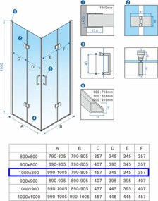 BPS-koupelny Obdélníkový sprchový kout HYD-OK12B 100x80 černá/transparent + vanička HYD-OSV-ST03A bílá