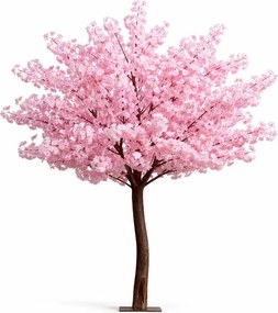 3D umělý strom Sakura 200 × 150 cm, růžová dekorace, IP44 venkovní, kov a plast