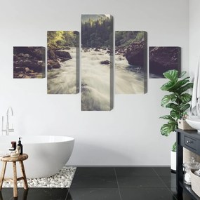 Vícedílný obraz Horská Řeka V Lese Nedostatek Nedostatek Přírodní plátno 250x150