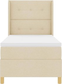 Postel s boxspringem s čelo Krémová 90 x 190 cm textil 3341810