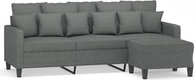 3místná pohovka s podnožkou tmavě šedá 180 cm textil 3201090