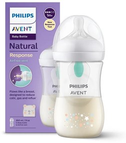 Philips Avent Kojenecká láhev Natural Response 260 ml s ventilem AirFree hvězdičky