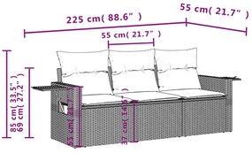 3dílná zahradní sedací souprava s poduškami béžová polyratan - Default Title