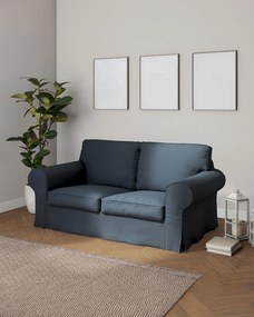Potah na pohovku IKEA Ektorp 2-místná, nerozkládací barva modrá látka pletený vzor