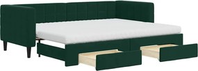 Válenda s přistýlkou a zásuvkami tmavě zelená 80 x 200 cm samet 3196758