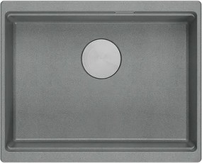 QUADRON Šedý kuchyňský granitový dřez Logan 100, jednokomorový k instalaci pod kuchyňskou desku