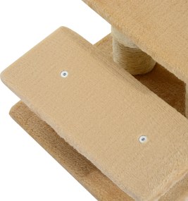 Schody pro kočky PawHut pro staré kočky s artritidou, výška schodu 11 cm, schody pro psy a kočky, plyš, krémová barva