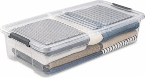 Úložný box s víkem a kolečky pod postel, KEEEPER CLIPBOX LEO 33L, 77 x 38 x 16 cm