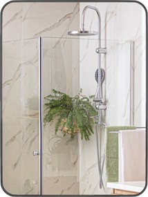 HOMCOM Zrcadlo do koupelny 60x80 cm, dekorativní zrcadlo s kovovým rámem a snadnou instalací na stěnu do obývacího pokoje a předsíně