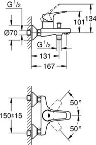 Grohe BauFlow - Vanová baterie.chrom