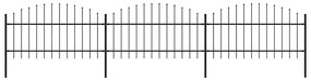 Zahradní plot s kopím nahoře ocelový 504 x 125 cm černý 277723