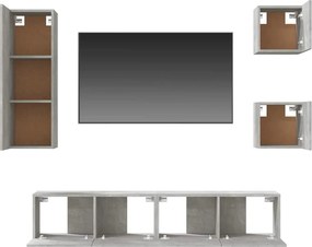 5dílný set TV skříněk betonově šedý kompozitní dřevo 3114441