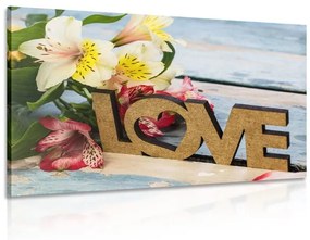 Obraz s dřevěným nápisem Love
