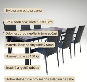Vikio Zahradní set 190x90 pro 6 osob DT254-190 antracit