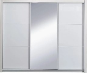 Skříň s posuvnými dveřmi, bílá / vysoký bílý lesk, 208, ASIENA