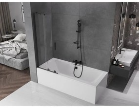 Mexen Velar, 2-křídlová posuvná vanová zástěna 70 x 150 cm, 8mm čiré sklo, černá matná, 896-070-000-01-70