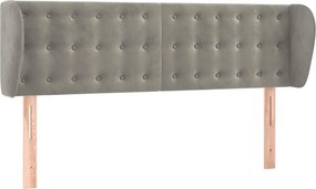 Čelo postele typu ušák světle šedé 147x23x78/88 cm samet 3117626