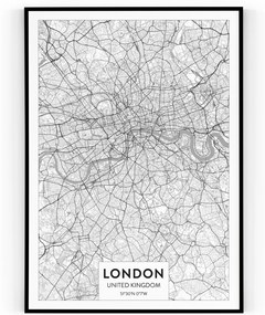 Plakát / Obraz Mapa London 61 x 91,5 cm Pololesklý saténový papír