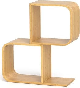 Costway Knihovna ve tvaru S se 2 otevřenými kostkami Geometrická rohová police