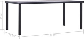 Jídelní stůl černý a betonově šedý 180 x 90 x 75 cm MDF 281860