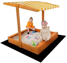 Dětské dřevěné pískoviště se stříškou Baby Mix 120x120 cm žluto-bílé