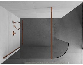 Mexen Kioto, zaoblená sprchová zástěna 90 x 200 cm, 8mm čiré sklo, růžové zlato profil, 800-090-101-60-06