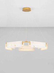 Krémové/v mosazné barvě LED stmívatelné závěsné svítidlo v dekoru mramoru ø 93 cm Aider – Nova Luce