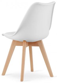 Set tří jídelních židlí MARK - bílé (hnědé nohy) (3ks)