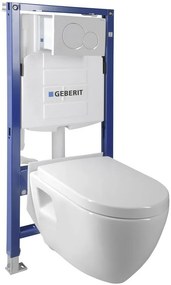 Závěsné WC Nera s podomítkovou nádržkou do sádrokartonu a tlačítkem Geberit, bílá - WC-SADA-16