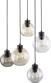 TK Lighting Černý závěsný lustr Cubus pro žárovku 6x E27 TK2164