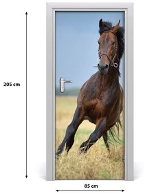 Samolepící fototapeta na dveře Kůň na poli 85x205 cm