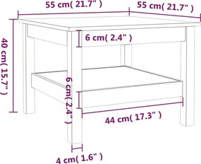 vidaXL Konferenční stolek 55 x 55 x 40 cm masivní borové dřevo [814271] Barva: Bílá