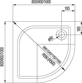 Mereo Lima sprchový set čtvrtkruh 100x190 cm R 550 sklo Čiré vanička z litého mramoru ALU chrom CK608B63KM
