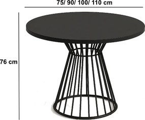 NW Kulatý jídelní stůl LESOTHO 1, 75 cm Barva/ dekor: Černá