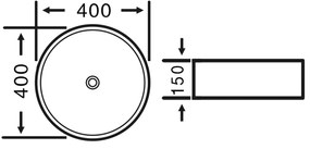 Aqualine umyvadlo na desku 40 cm bez otvoru pro baterii bez přepadu keramické bílá 40150