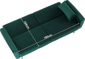 Rozkládací pohovka, smaragdová Velvet látka, FASTA
