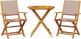 3dílný bistro set taupe textil a masivní dřevo 3281858