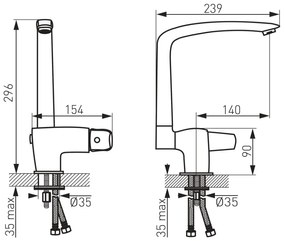 F-Design Avanza, stojánková dřezová baterie pod okno, chrom lesklý, FD1-A03-4-11