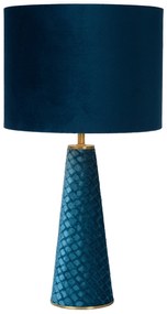 LUCIDE Stolní lampa Velvet Turquoise Blue, průměr 25cm